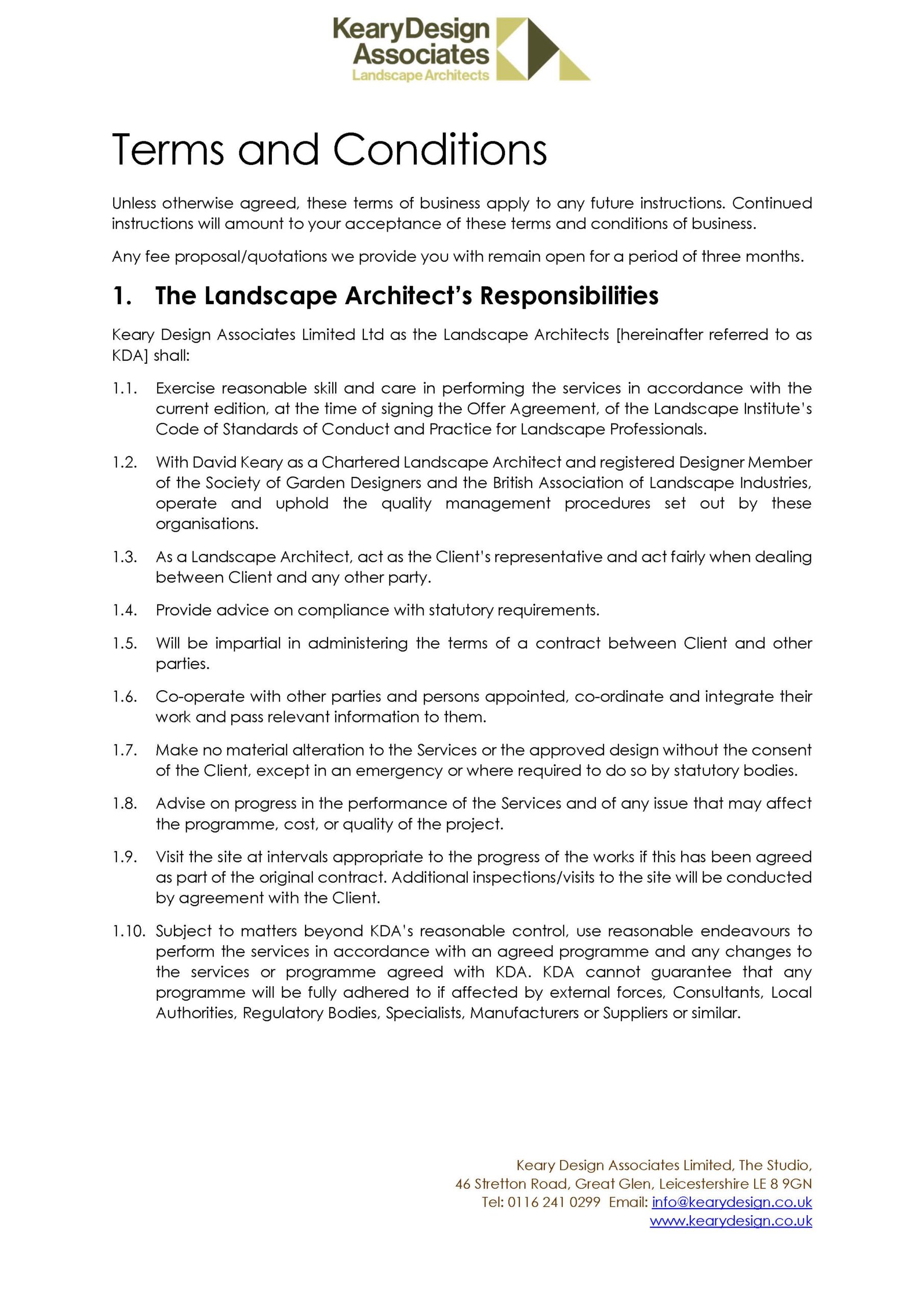 Terms and Conditions - Keary Design Associates Keary Design Associates
